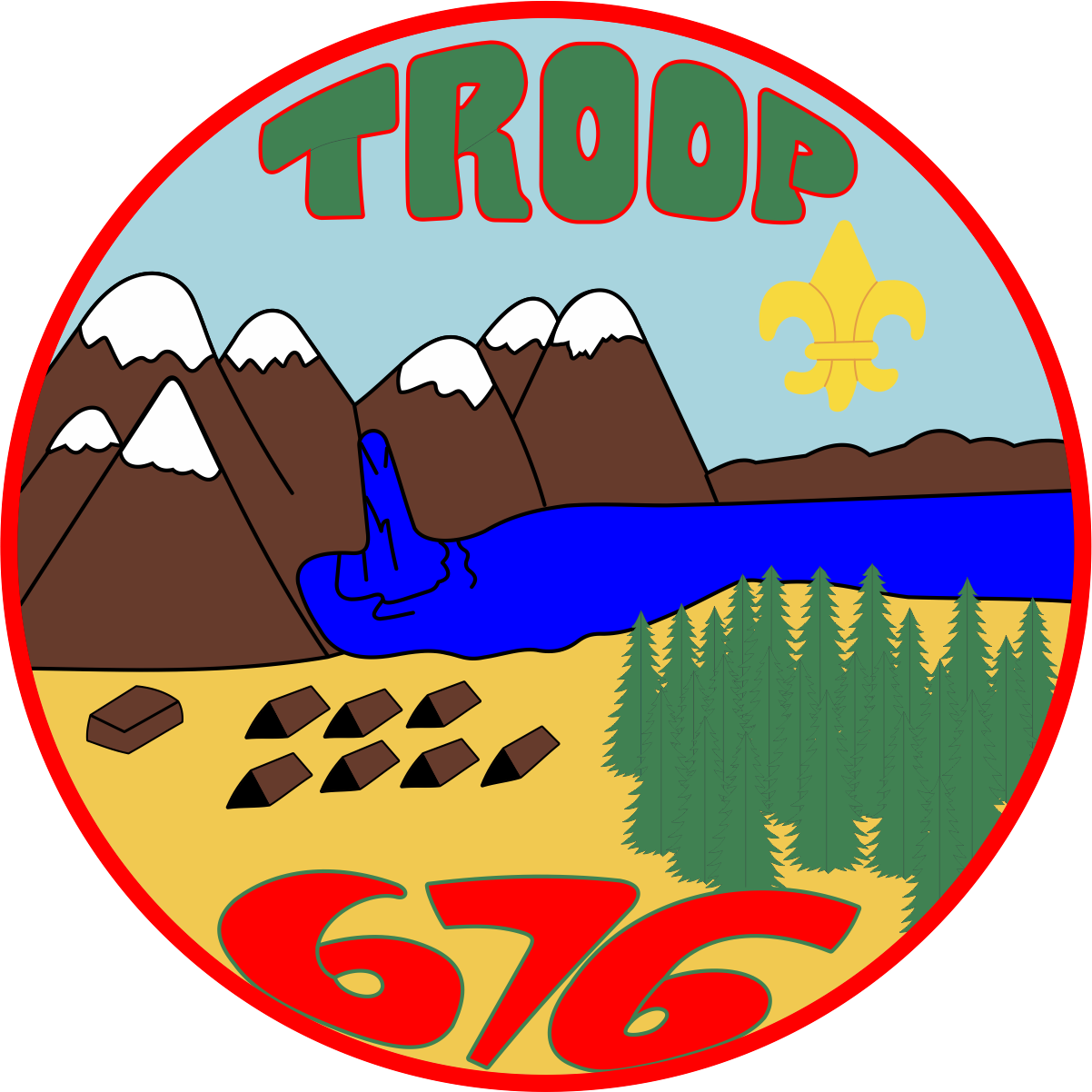 March ARB Troop 676 Full-Color Patch 4" with velcro 8 Colors