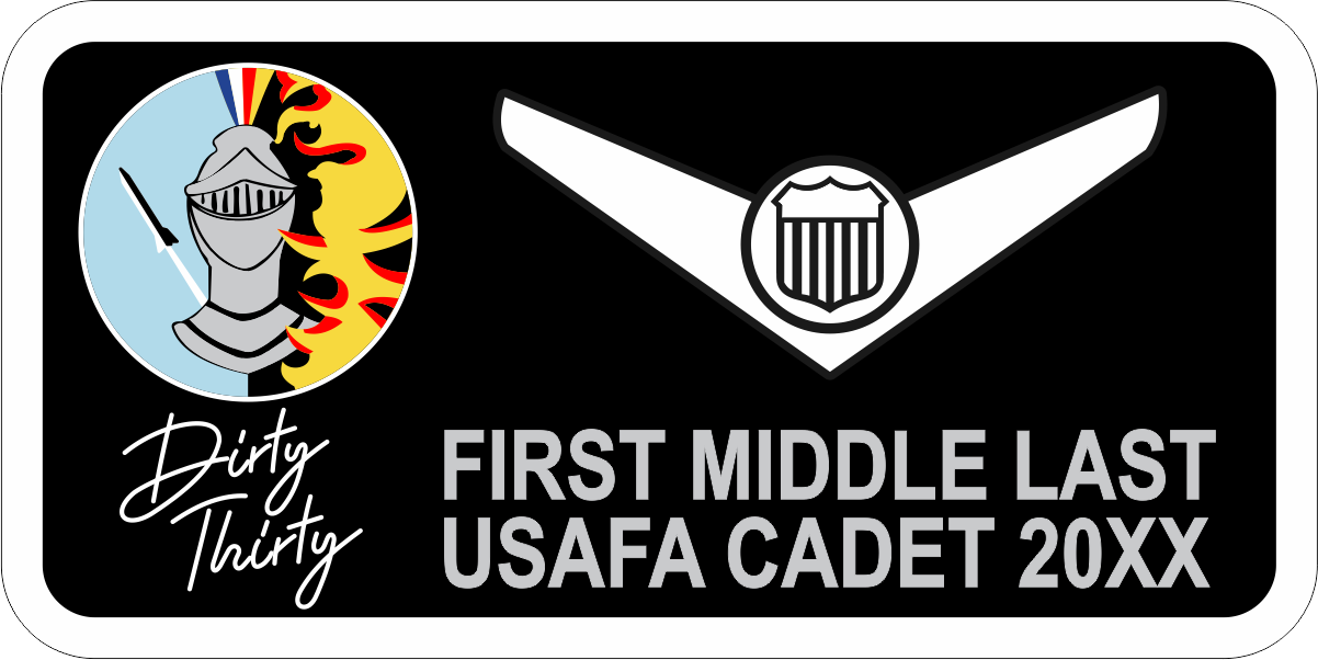 USAF Academy CS-30 Dirty 30 Name Tag - Black Background, White Border ...